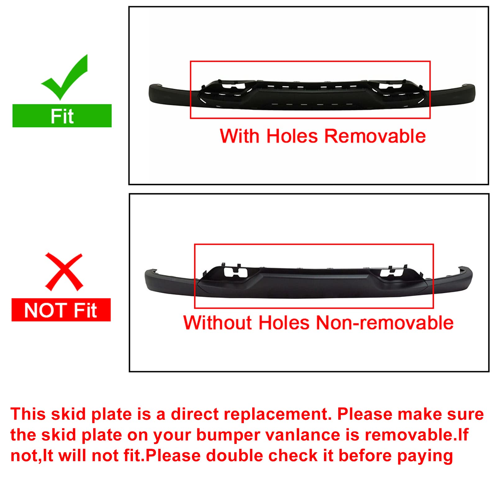 ECOTRIC Front Bumper Skid Plate Compatible with 2016-2019 Chevy Chevrolet Silverado Replacement For 23243083 GM1044128
