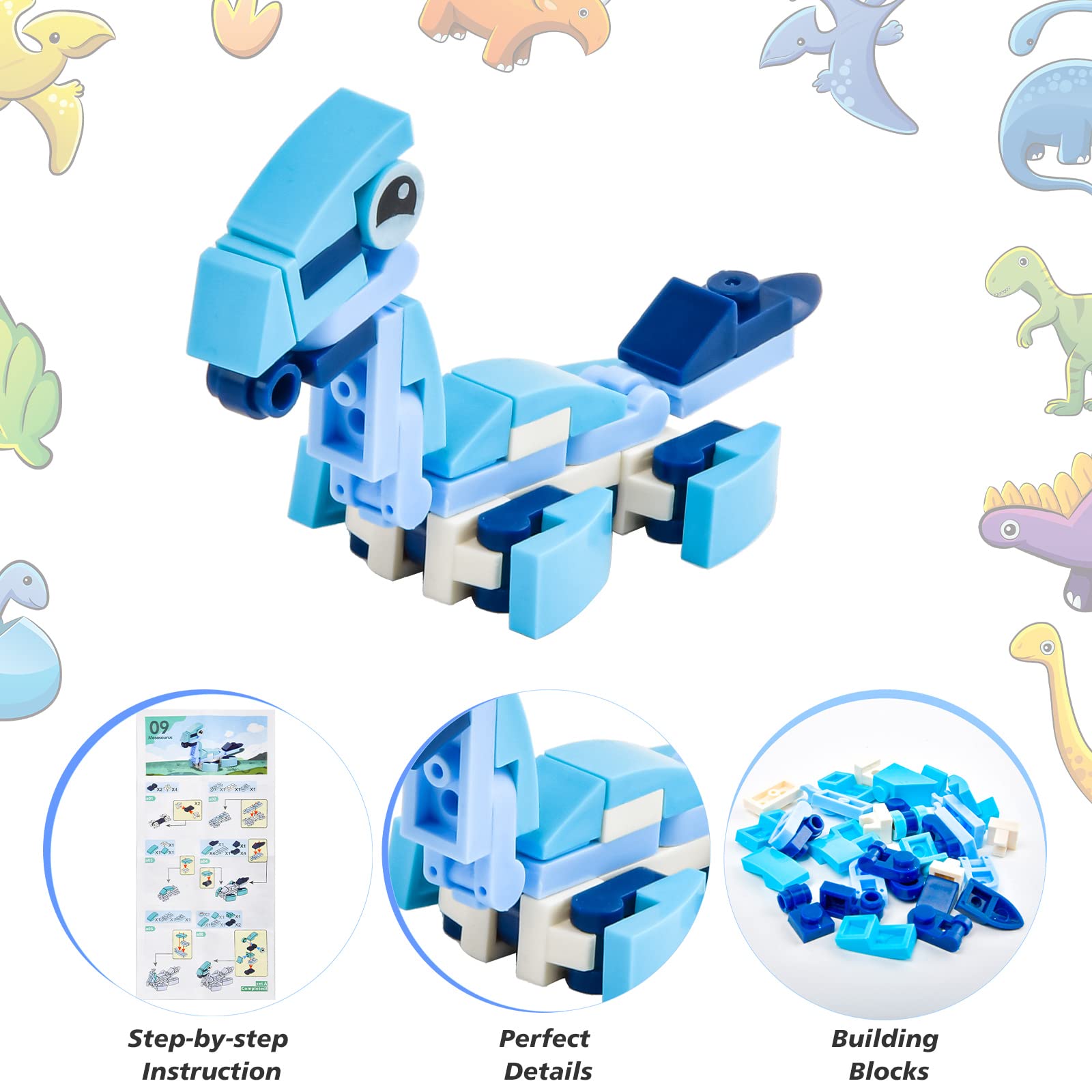 Filled Easter Eggs with 12 PCS Dinosaur Building Blocks, Prefilled Easter Egg for Easter Eggs Hunt Goodie Bag Fillers, Easter Basket Stuffers for Boys Girls, Easter Party Favor Gifts for Kids