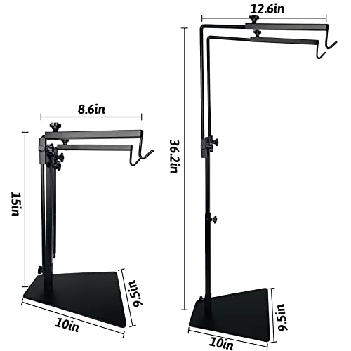 kathson 2 Hooks Reptile Dual Lamp Stand Adjustable 15 to 36.2" Reptile Basking Metal Lamp Holder Bracket Heat Light Hanger Holder Floor Light Support for Snake Lizard Turtle Amphibian