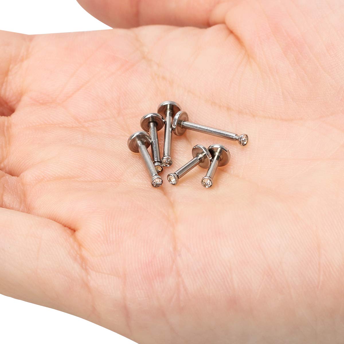 CrazyPiercing 10Pcs 16G Lip Rings 6mm 8mm 10mm Labret Monroe Lip Ring Stainless Steel Nose Studs Piercing Internally Threaded Piercing Jewelry with 4mm CZ (8)