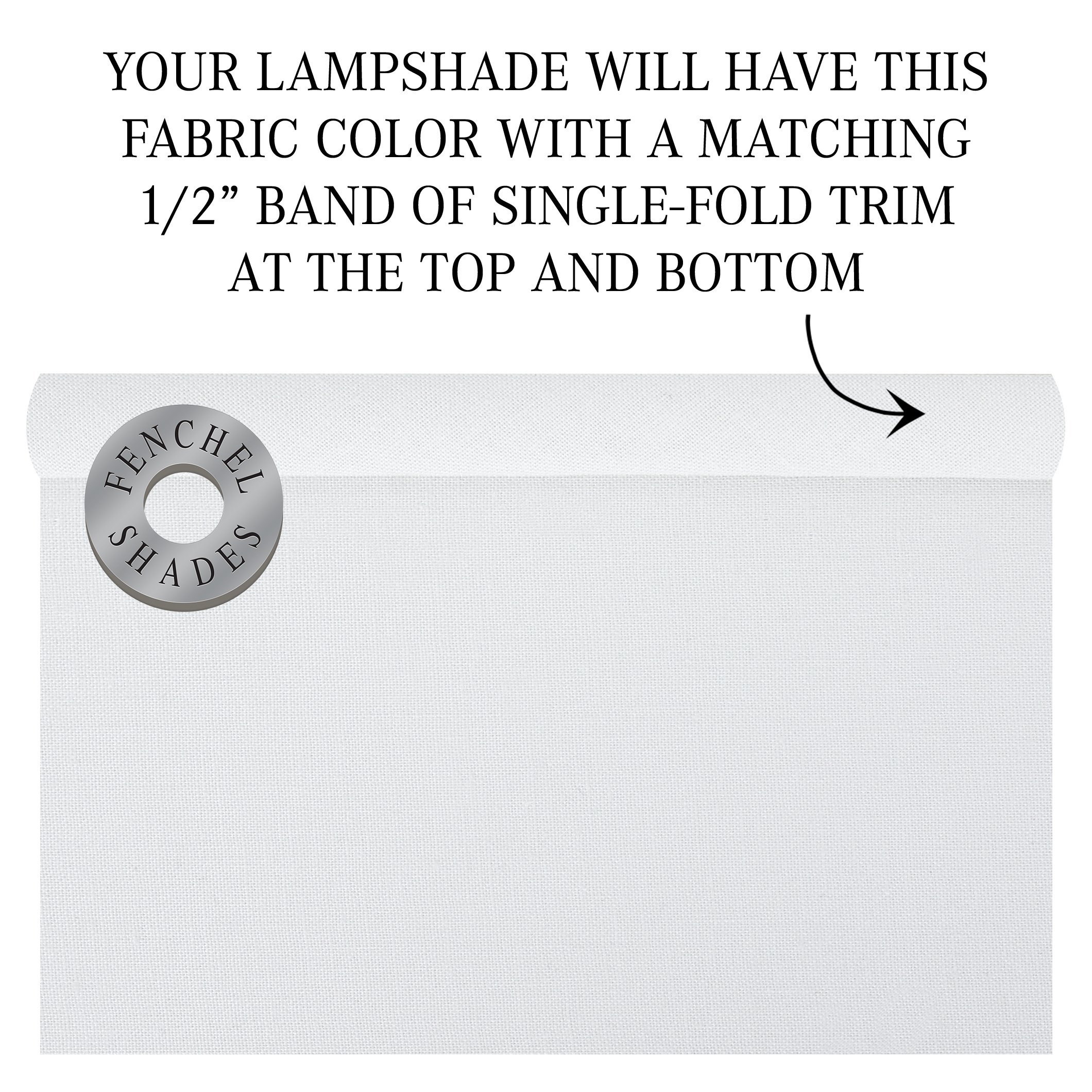 FenchelShades.com 14" Top Diameter x 14" Bottom Diameter 12" Height Cylinder Drum Lampshade USA Made (Linen White)