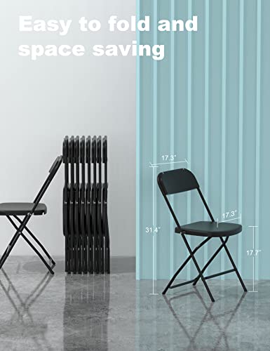 Nazhura Foldable Folding Chairs Plastic Outdoor/Indoor 650LB Weight Limit (Black, 6 Pack)