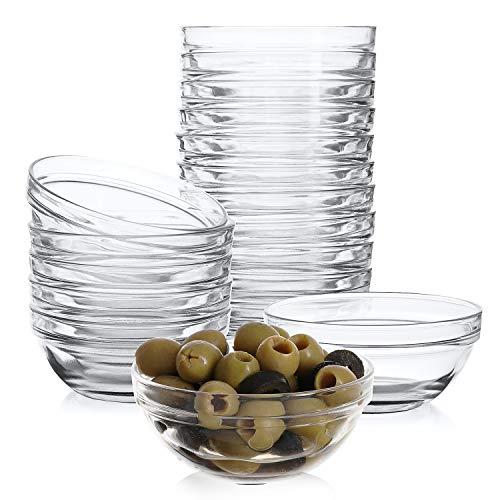 Lartique Mini 3.5 Inch Small Glass Bowls β Small Bowls Perfect for Prep, Dips, Nuts, or Candy - Meal Prep Bowls or Dessert Bowls, Set of 18