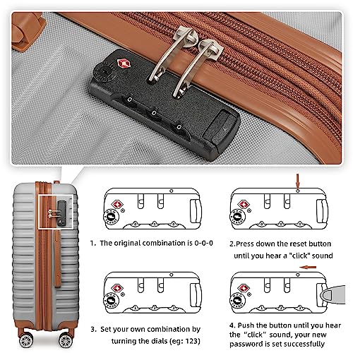 LARVENDER Luggage Sets 4 Piece, Expandable(Only 24"&28") ABS Suitcase with 360° Spinner Wheels, Durable Luggage Sets Clearance Carry On Luggage Suitcase Set For Women Men, Grey