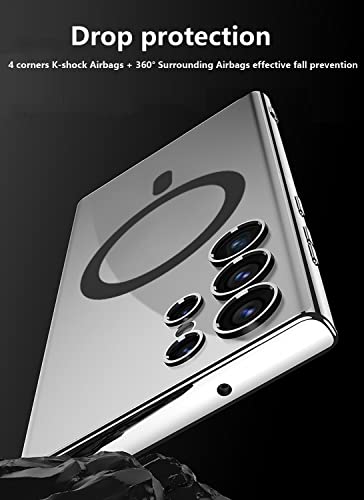 LZGHOYF Galaxy S23 Ultra Case, Clear Case for Samsung Galaxy S23 Ultra Built-in Camera Lens Protector Magnetic Case Compatible with MagSafe Elegant Protection Case Cover - Gold