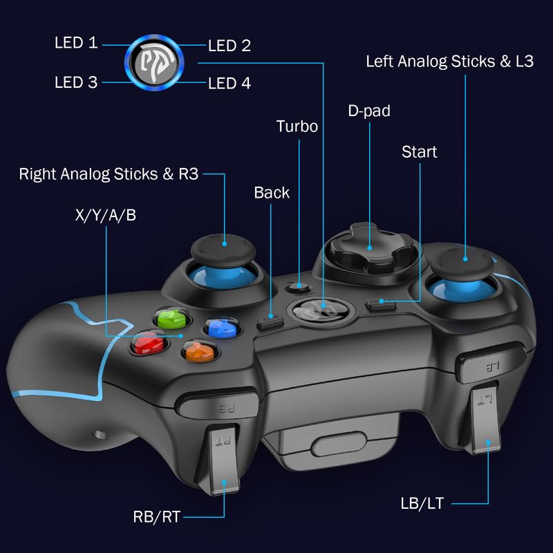 EasySMX 9013 Wireless Controller for PC, PS3, Android TV Box, Windows 8/9/10/11, Steam Controller, Plug and Play Gaming Gamepad with Sensitive Joysticks/Trigger, Dual Vibration, Mandos PC Inalambrico