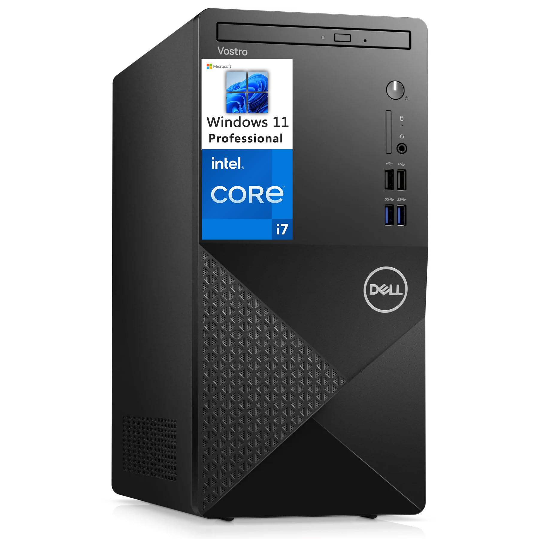 Dell 2023 Vostro 3910 Business Tower Desktop, 12th Gen Intel 12-Core i7-12700 up to 4.9GHz, 32GB DDR4 RAM, 2TB PCIe SSD, DVDRW, 802.11AC WiFi, Bluetooth 5, Keyboard & Mouse, Windows 11 Pro