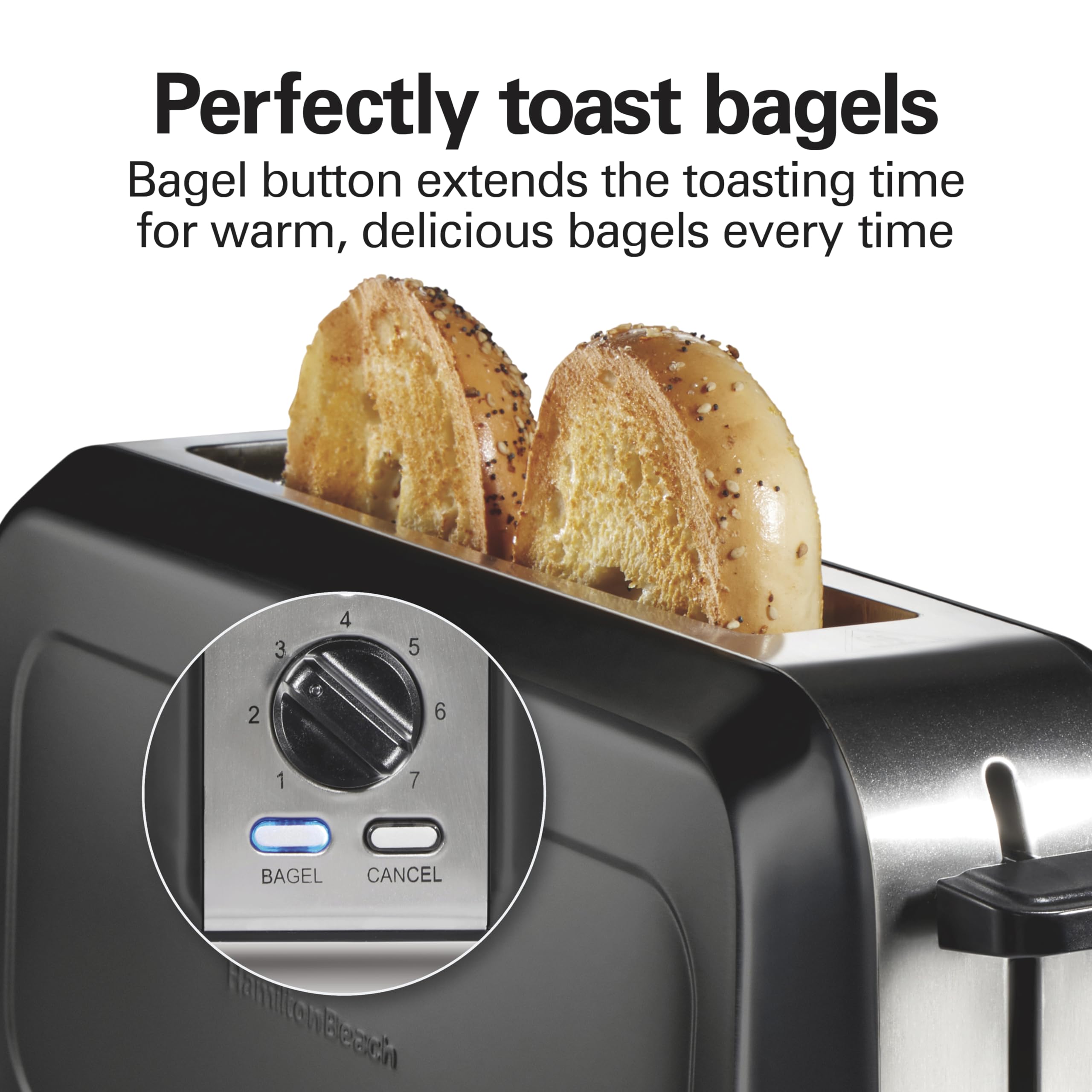 Hamilton Beach Extra Long Slot 2 Slice Toaster with Browning Control, Bagel Function, Cancel Button & Auto Shutoff, Modern Slim Design Fits Any Space, Black (22989)