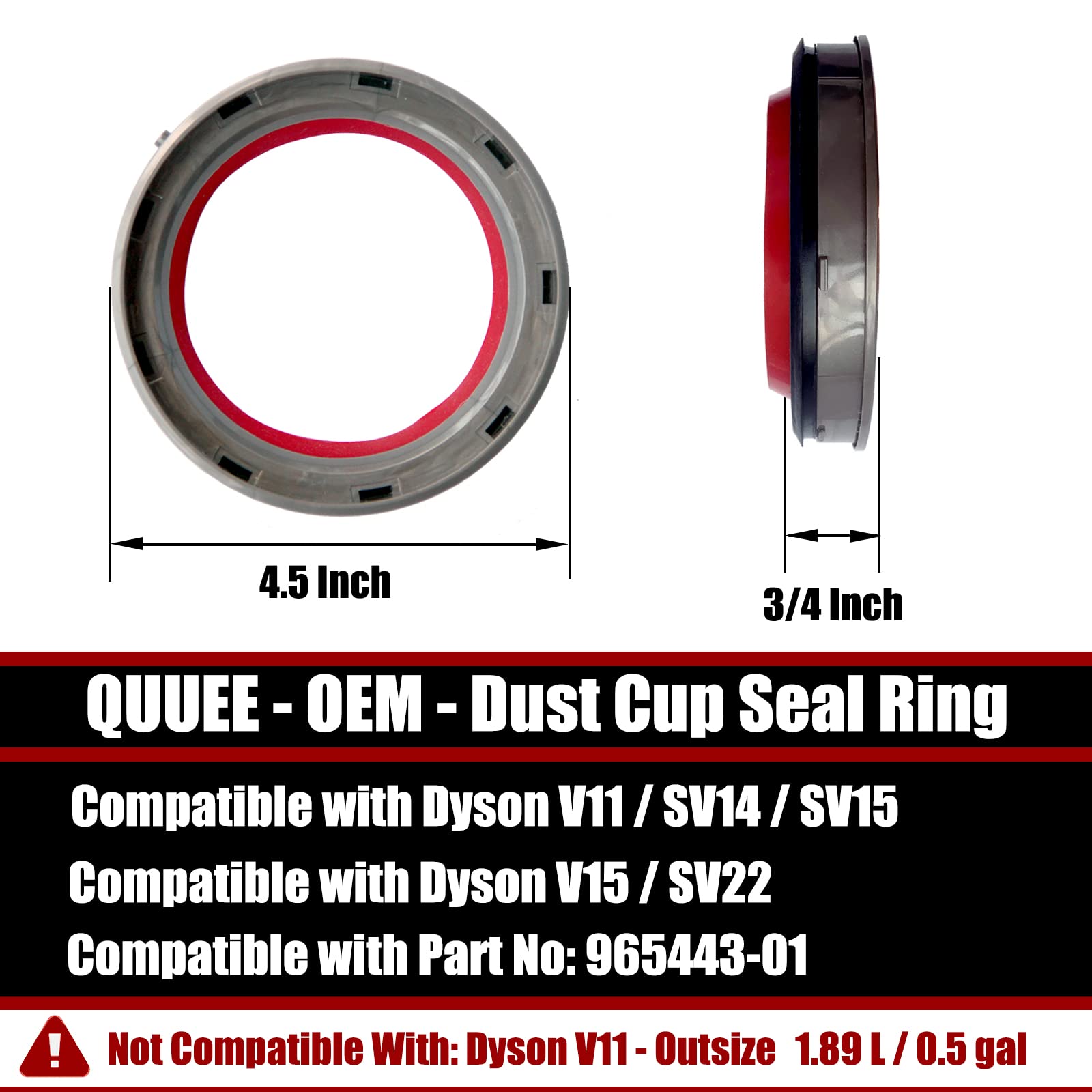 Dust Bin Sealing Rings Replacement For Dyson V11 SV14 SV15 / V15 SV22 Bin Parts, Compatible With Dyson Part 970050-01 965443-01 Bin Cups