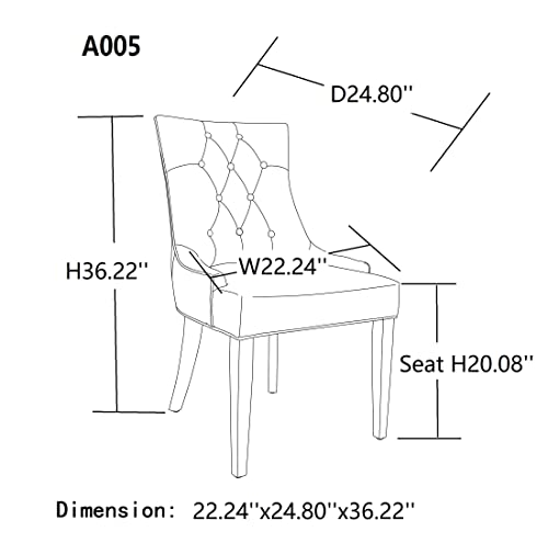 Merax Dining Chair Set of2, Bounded Leather Dinng Chair, Living Room Chairs Set, Kitchen Chair with Wood Legs, Cream