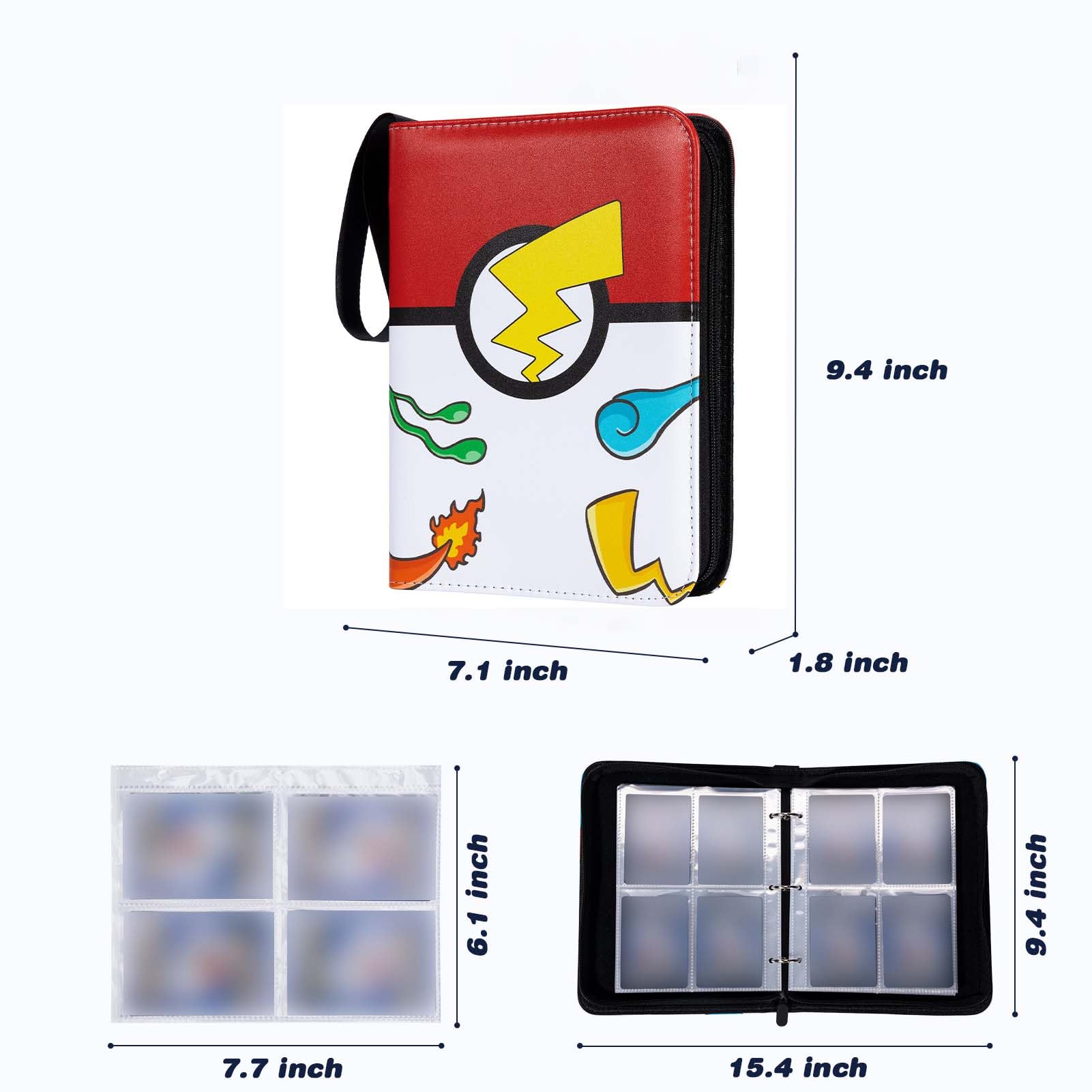 HONYAT Card Binder 4-Pocket, 400 Pockets Trading Card Holder with 50 Sleeves Red