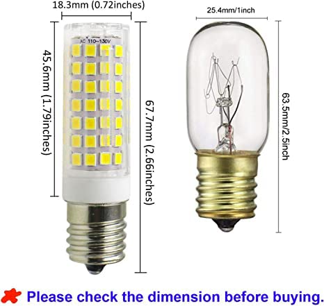 SSXBF E17 Dimmable LED 7W Microwave Oven Bulb - Intermediate Base LED Appliance Light,AC110V120V,Daylight White 6000K,8206232A Ceramic, 75W Halogen Bulb Equivalent(2pack)