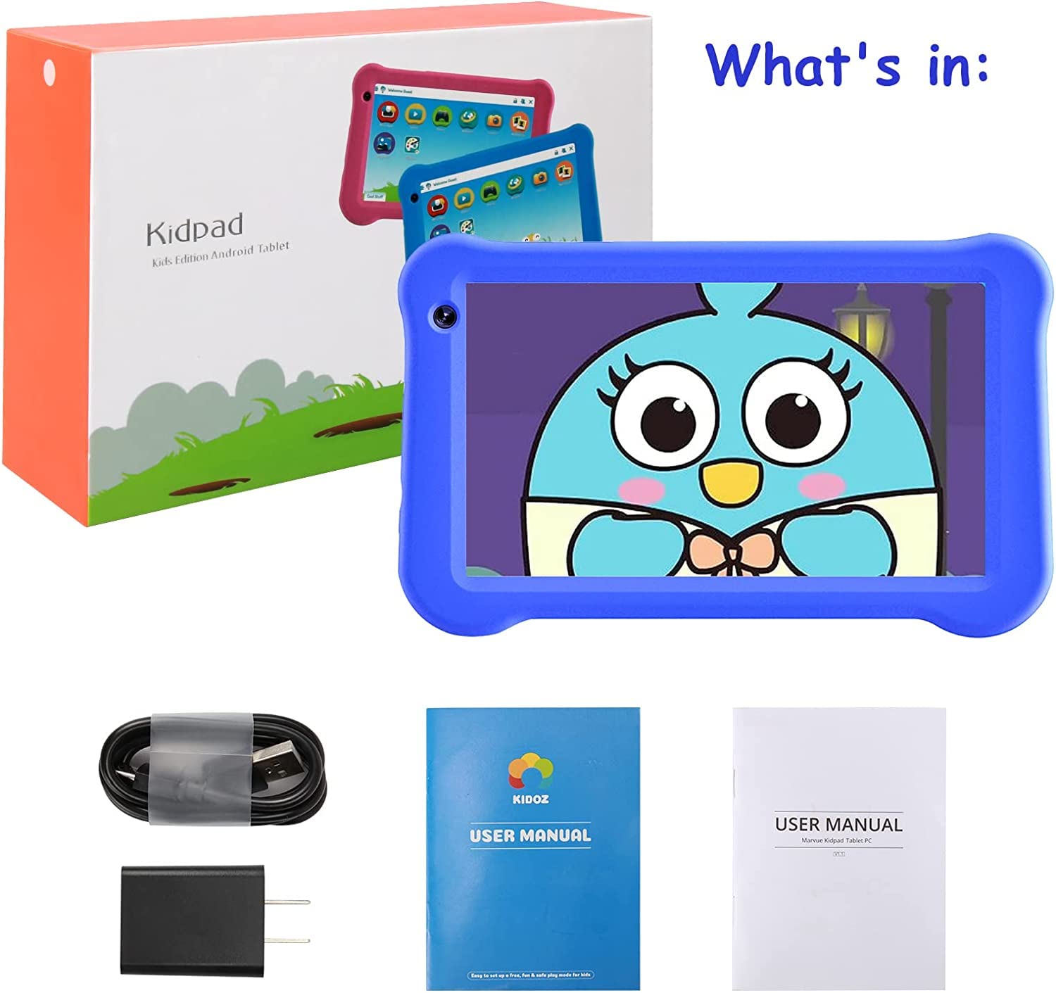 Kids Tablet, 7 Inch Android 11 Tablet for Kids, 32GB ROM 3GB RAM IPS Display Parental Control Toddler Children Tablet with Kids-Proof Case, Dark Blue