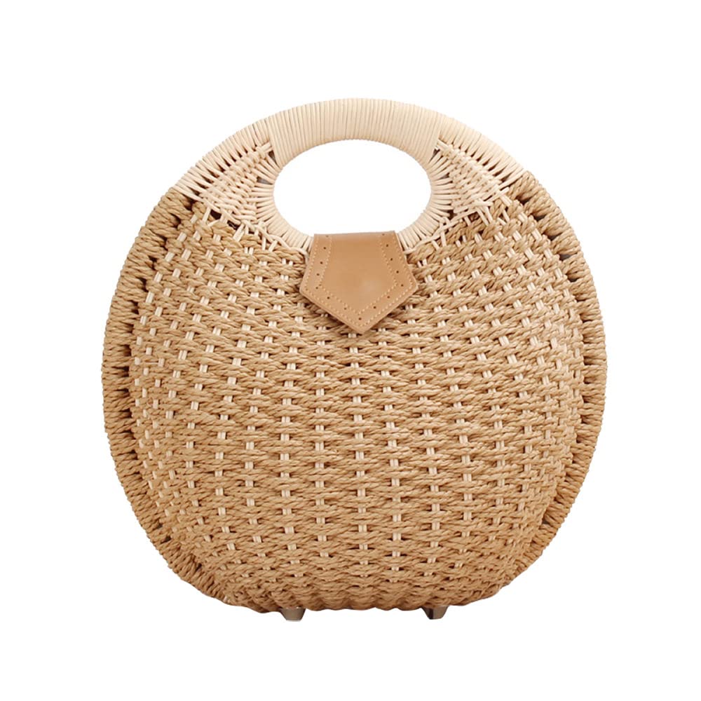 Gogobear Rattan Bag for Women Shell Shaped Straw Bag Handmade Weaving Handbag Beach Vacation Essentials(Brown) One Size