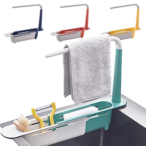 GOUXTD 2022 Telescopic Sink Storage Rack, Kitchen Sink Organizer Telescopic Sink Rack Holder