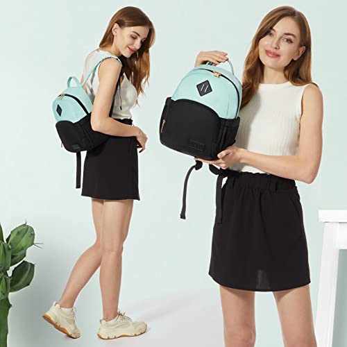 LOVEVOOK Mini Backpack Purse for Women, Small Fashion Backpack, Lightweight Cute Daypack for Travel Dating Black-Cyan Blue