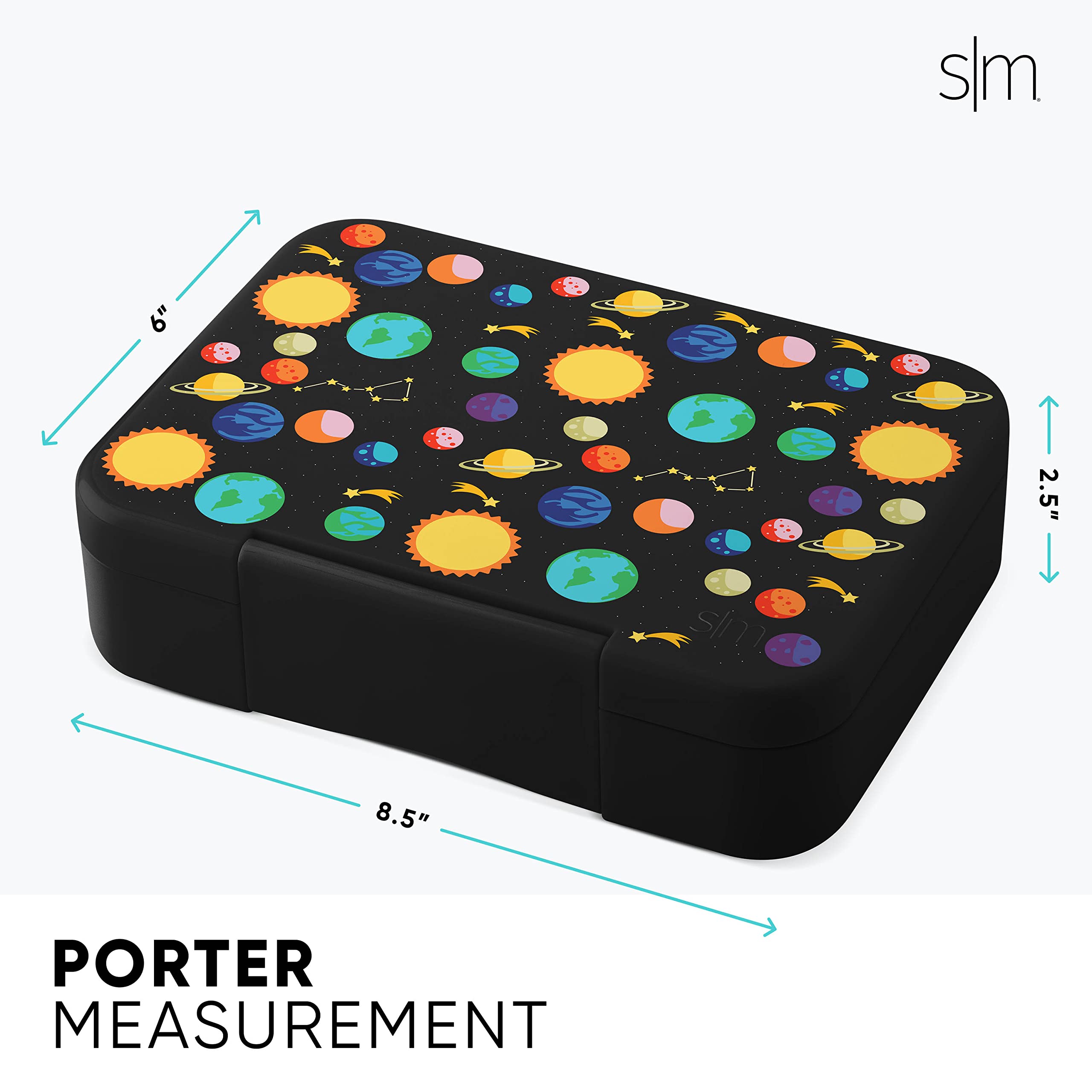 Simple Modern Bento Lunch Box for Kids | BPA Free, Leakproof, Dishwasher Safe | Lunch Container for Boys, Toddlers | Porter Collection | 5 Compartments | Solar System