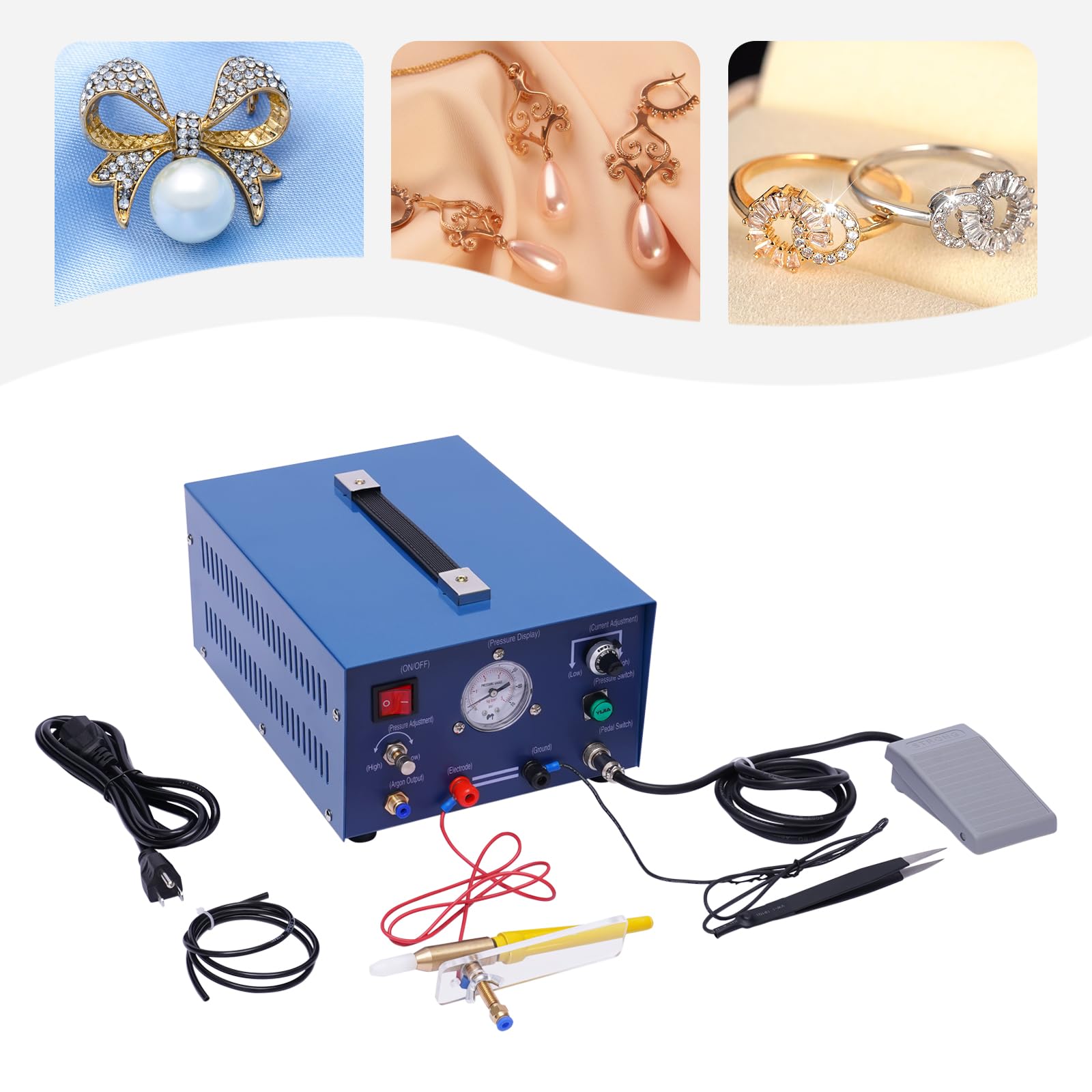 High Power Argon Pulse Spot Welder 80A 800W Adjustable Pulse Argon Spot Welder Welding Jewelry Gold Silver Platinum Palladium Necklace Bracelet Jewelry Welding Machine