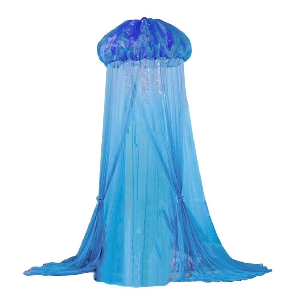 CUTICATE Kids Bed Canopy with Hanging Mosquito Net for Baby Crib Nook, Jellyfish Castle Game Tent Nursery Play, Summer Room Decor (Blue)