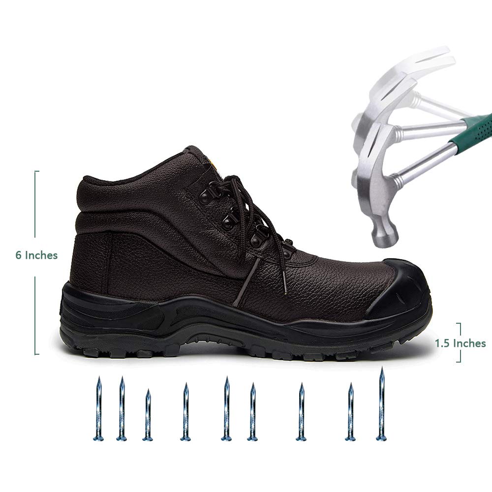 DRKA Water Resistant Steel Toe Work Boots For Men,6'' EH-Rated Safety Boots(19977-dkbrn-9)