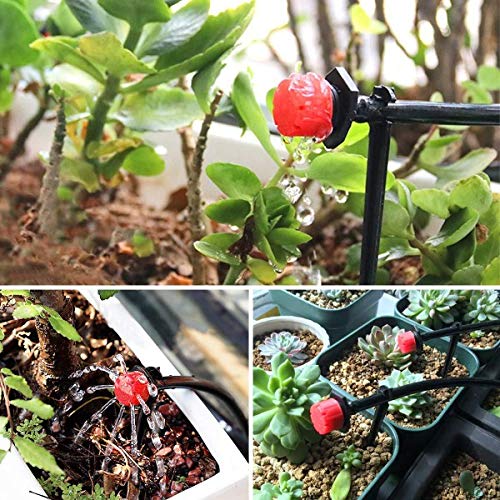 Drip Irrigation Kit, 82ft Automatic Micro Garden Irrigation System with Water Timer 1/4 Inches Blank Distribution Tubing Hose Adjustable Sprinkler Watering Drip Set