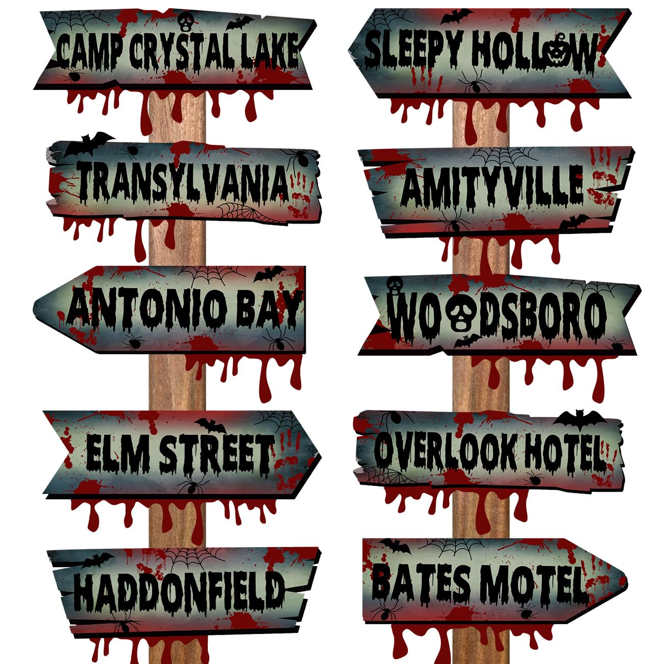 Halloween Horror Movie Themed Decoration,20Pcs Horror Cardboard Signs for Wall Decor Waterproof Horror Movie Photo Booth Props for Halloween Party Decoration