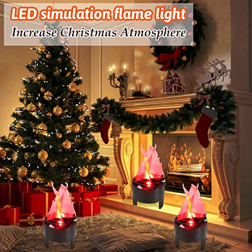 Macarrie 3 Pcs LED Fake Fire Flame Hanging Lamp Decoration 110v 3D Artificial Flickering Flame Campfire Realistic Flame Hanging Cauldron Light Decor for Halloween Christmas Party Festival Night Clubs