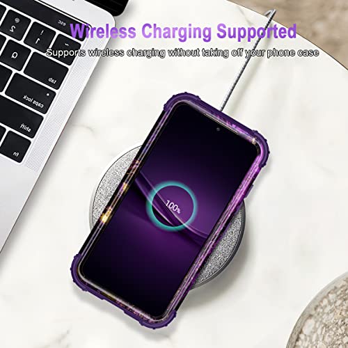 Miqala for Galaxy S21 5G Case with 2 Camera Lens Protector,Glow in The Dark Three Layer Shockproof Heavy Duty Full Body Protective Case for Samsung Galaxy S21 5G,Deep Purple