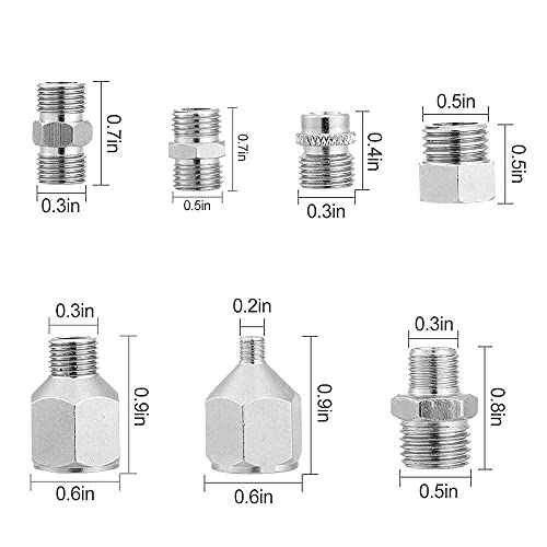 HUBEST 7 pcs of airbrush adaptor set airbrush fitting airbrush connector kit Airbrush Threaded Plug for Connecting Airbrush and air Compressor with Transparent plaxtic Box