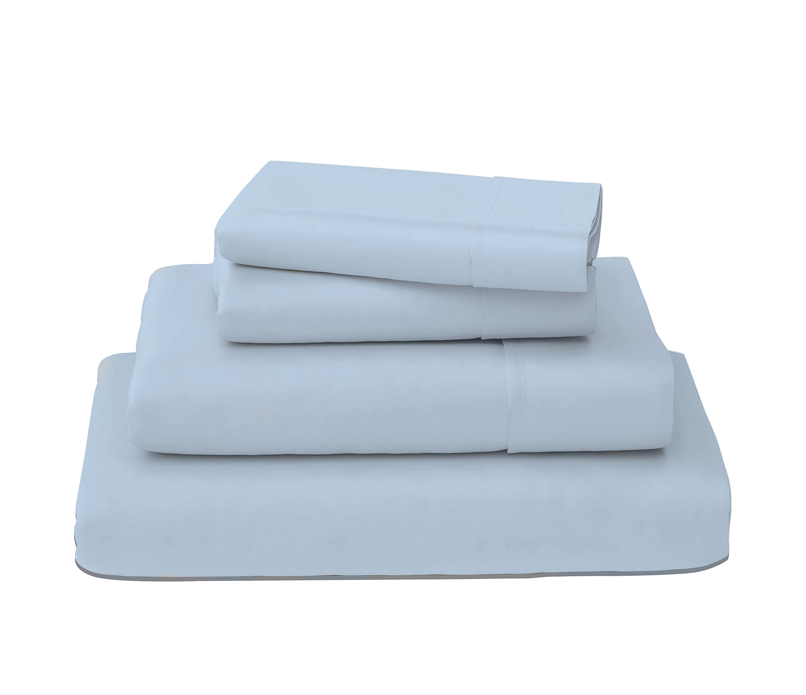 Dormir Light Blue Queen Sheets Set Cotton 400 Thread Count, Sateen Weave Long Staple Cotton 4 Piece Bed Sheet Set, 16 inches Deep Pocket Queen Sheet Set