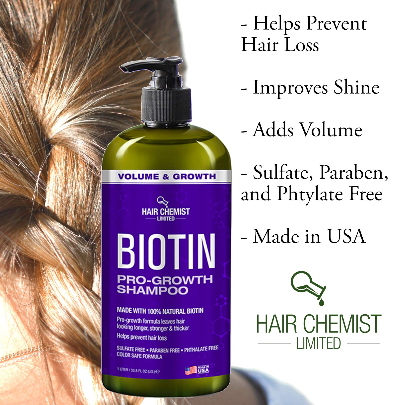 Hair Chemist Biotin Pro-Growth Shampoo & Conditioner 2-PC Gift Set - Includes 33.8oz Shampoo & 33.8oz Conditioner