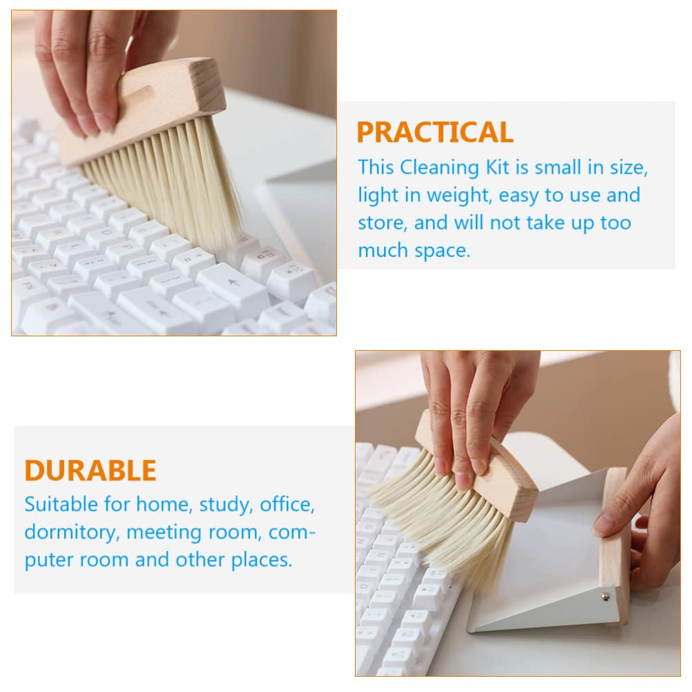 Hemoton 1 Set Small Broom Dustpan Brooms Pet Cage Broom Brush Dustpan Desk Top Dustpan Car Cleaning Tools Pets House Cleaning Brush Sofa Child Desktop White Iron Keyboard Brush