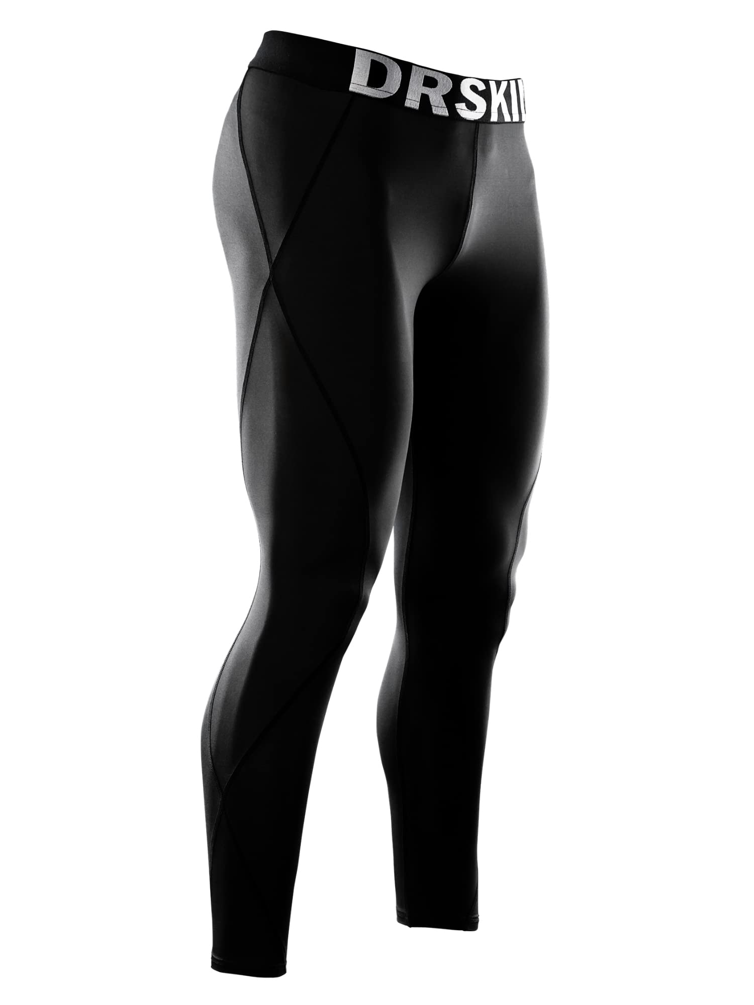 DRSKIN Compression Cool Dry Sports Tights Pants Baselayer Running Leggings Yoga Rashguard Men (L, Black)