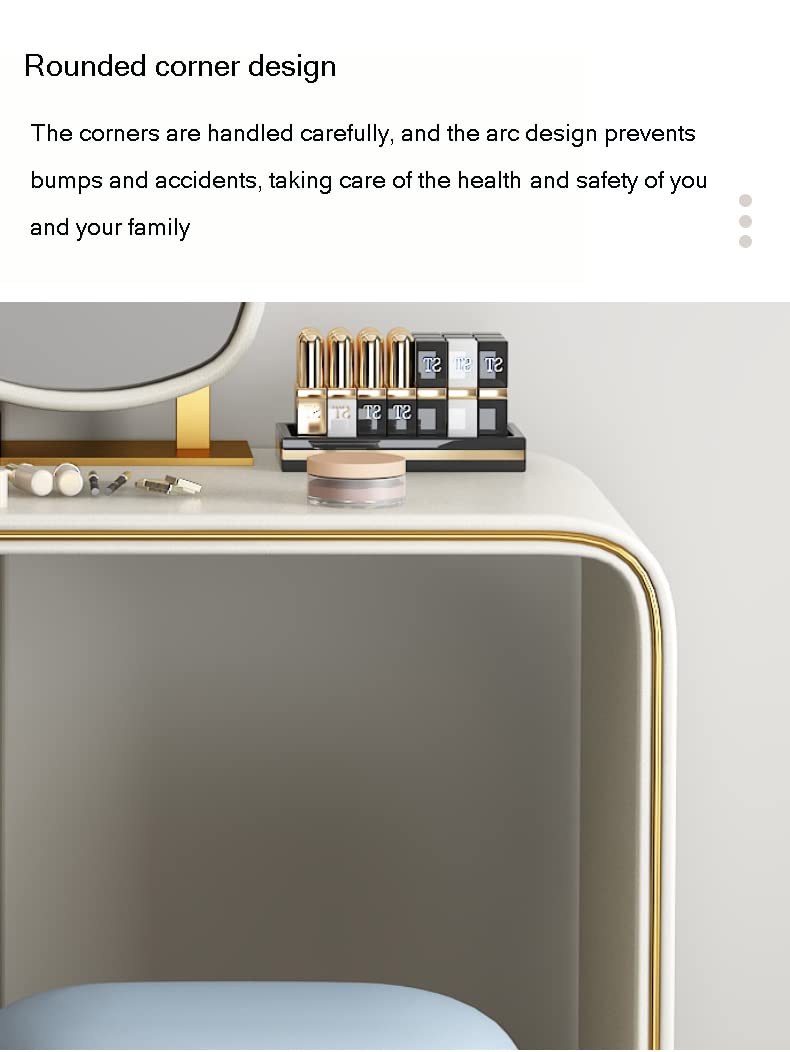 DADHI Vanity Desk,with Mirror,2 Drawers Dressing Table with Chair,for Bedroom Storage Girls (White 80cm)