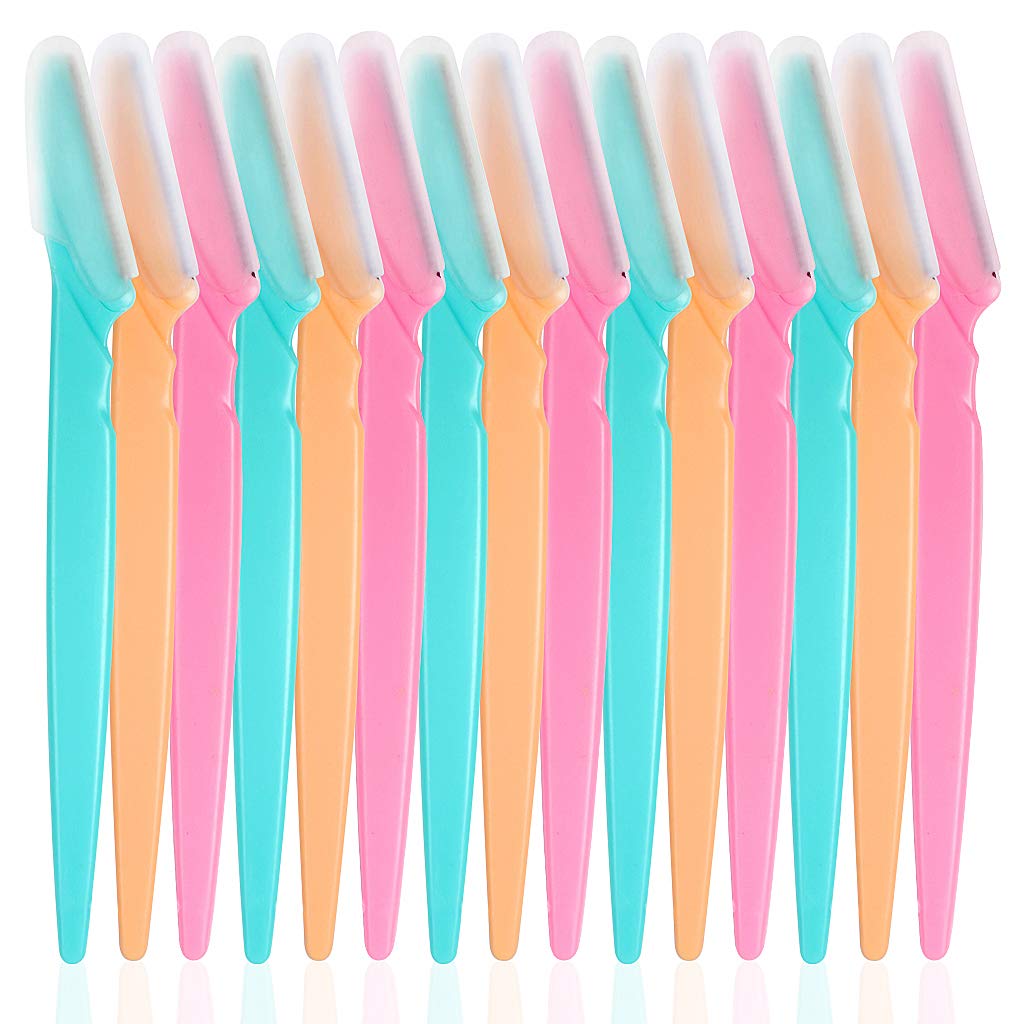 Edealing 15 Pieces Eyebrow Razors Eyebrow Trimmer Portable Facial Hair Remover with Precision Cover for Women and Men