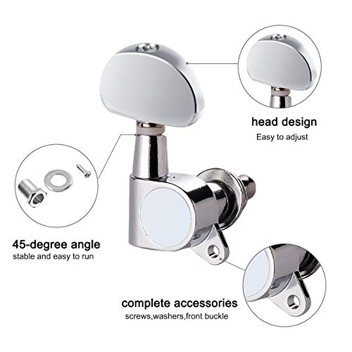 Doryum 6PCS 3L3R Acoustic Guitar Tuning Pegs Machine Head Tuners, Knobs Tuning Keys, Wear-Resistant, Guitar String Tuning Pegs Machine, Enclosed Locking Tuners for Electric or Acoustic Guitar