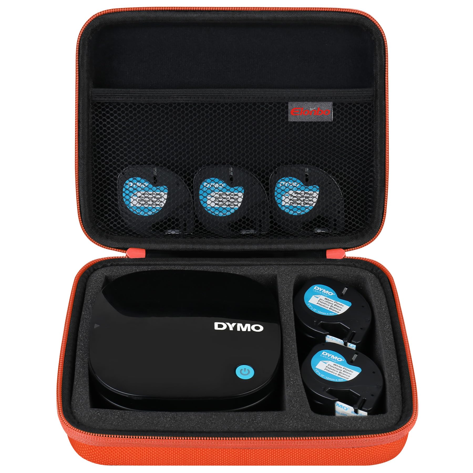 Elonbo Carrying Case for DYMO LetraTag 200B Bluetooth Label Maker, Compact Label Printer Travel Protective Bag Storage Holder, Extra Mesh Pocket Fits Label Tapes Paper Cable. Coral Red