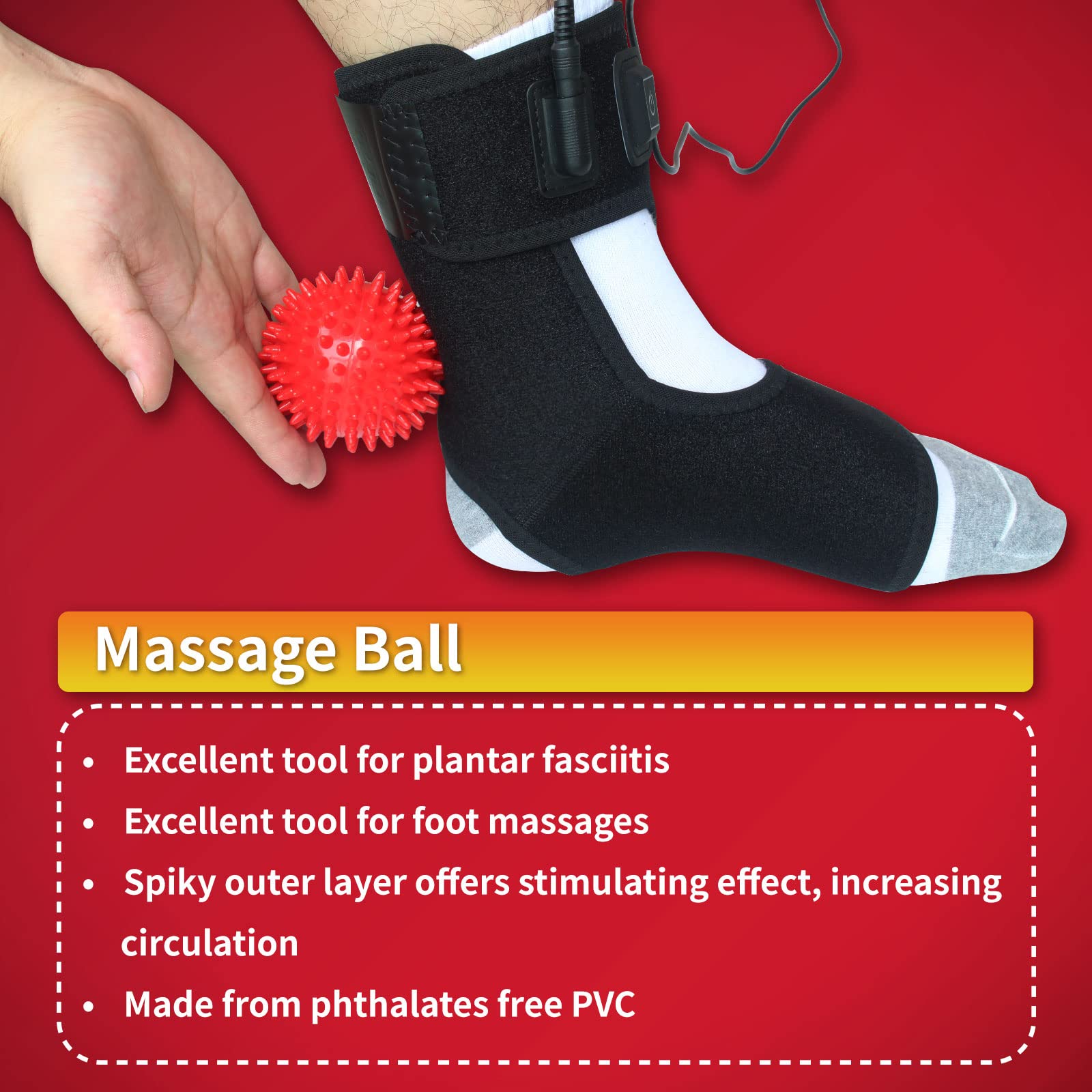 CREATRILL Heated Achilles Tendonitis/Plantar Fasciitis Foot Ankle Wrap With 3 Level Controller, Pad for moist heat Therapy, injuries Pain Relief for Sprains, Strains, Arthritis, Torn Tendons