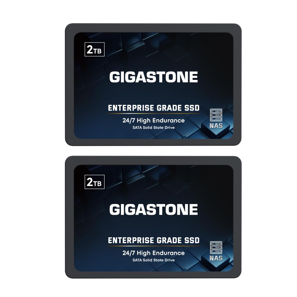 Gigastone Enterprise SSD 2TB NAS SSD Drive Cache (2-Pack) 24/7 Durable TLC High Endurance Business Server Data Center RAID Network Attached Storage 2.5" SATA Internal Solid State Hard Drives