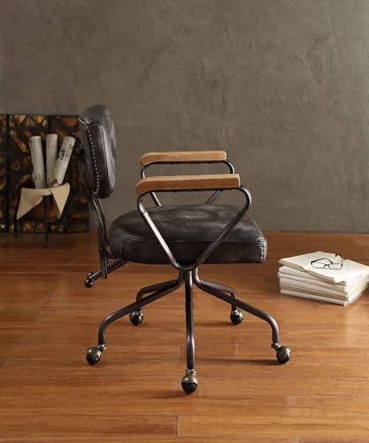 Daesar Office Chair in Vintage Dark Coffee Top Grain Leather