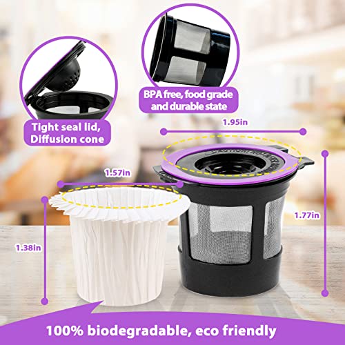 Podmate Reusable K Cup Coffee Pods with Disposable Coffee filters Fit for Keurig, 2 Pack Refillable k cups+100 Counts Single Serve Coffee Filters for K cup