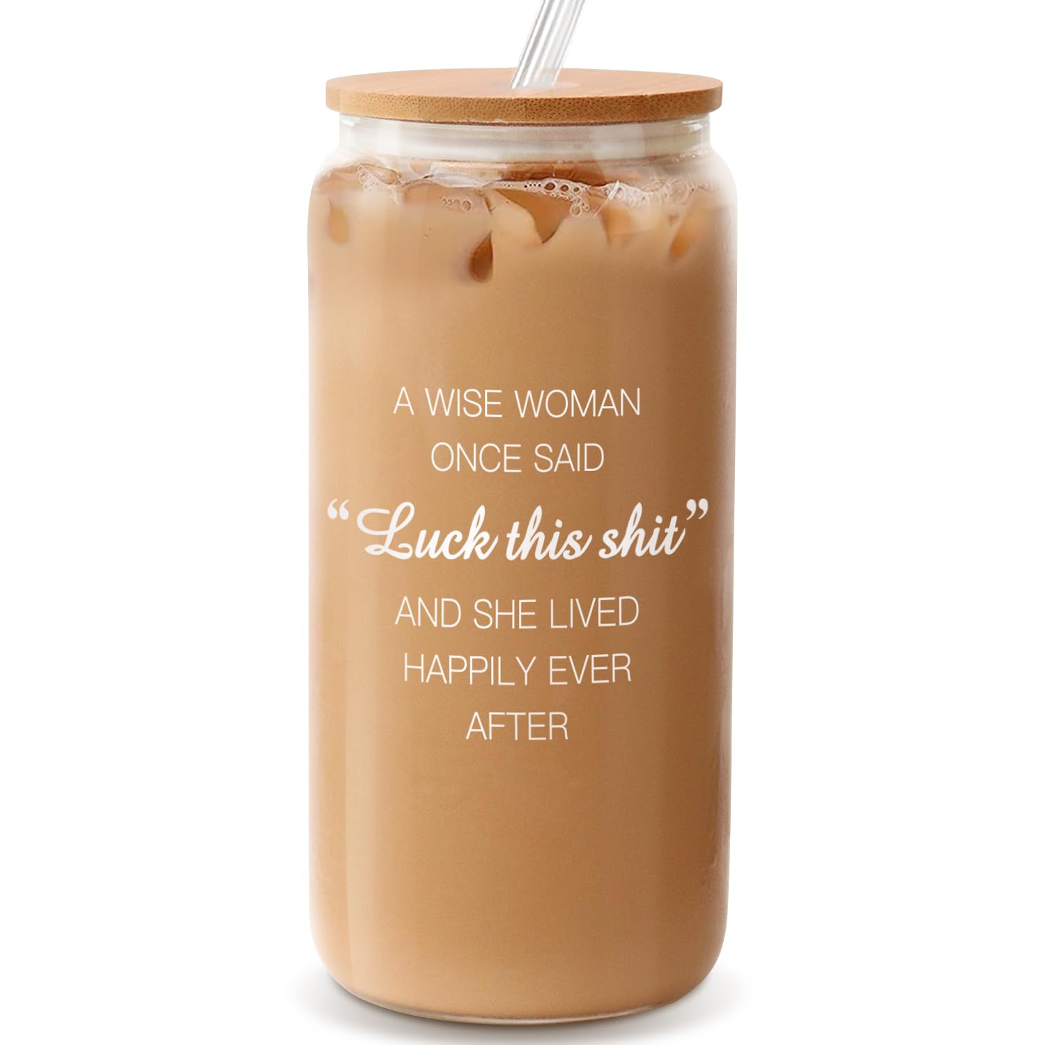 Gifts for Women,Funny Birthday Gifts,Gag Gifts for Coworker,Retired Friend,Boss,Teacher,Nurse,Mother,Valentine Day Gifts for Girlfriend,Sister - A Wise Woman Once Said "F*ck this sh*t" 18 OZ Can Glass