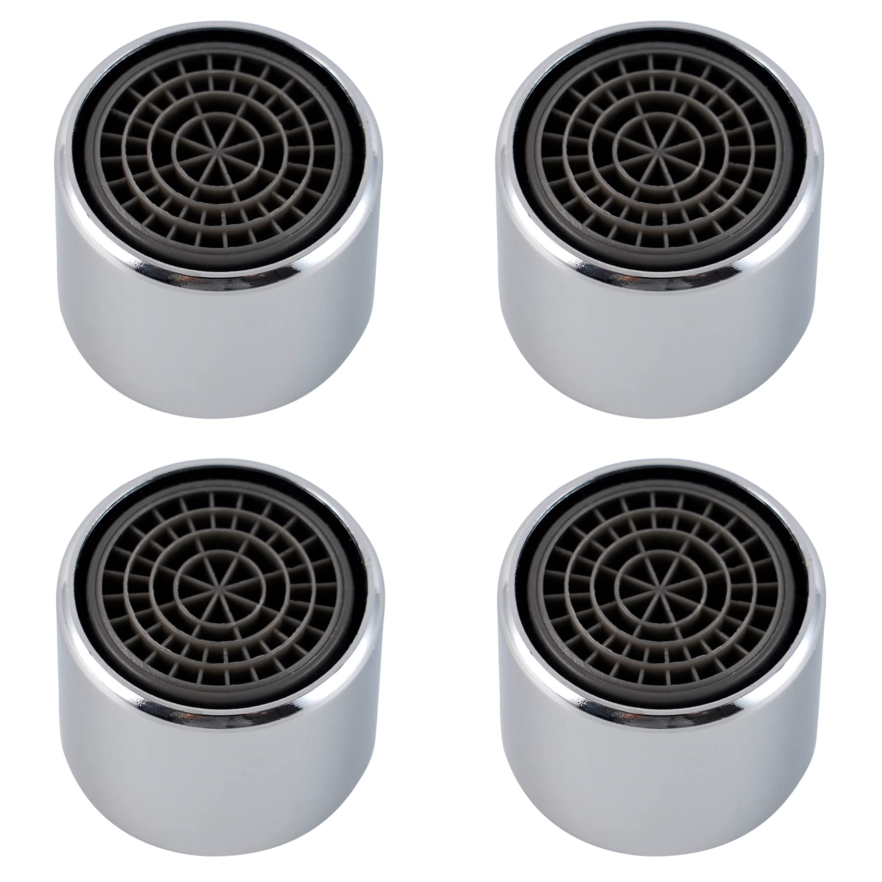 Hibbent 4 Pack Faucet Aerator, Solid Brass Kitchen Sink Faucet Aerator Shell and Built-in Filter, 55/64 Female Thread Bathroom Aerator Faucet Filter, Splash-Proof, Chrome Finish