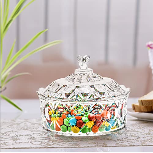 Lawei 2 Pack Candy Dish with Lid, Acrylic Decorative Candy Jar Crystal Covered Sugar Bowl for Candy Buffet, Party, Wedding, Home Decoration