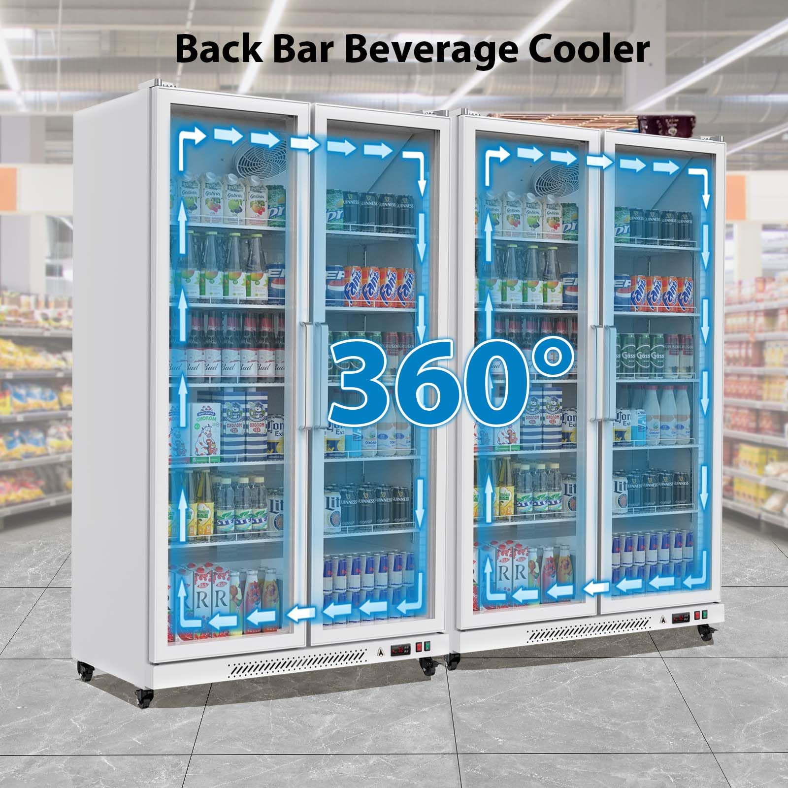 MERXENG Beverage Refrigerator, 28.3 Cu.ft Commercial Display Refrigerator Merchandiser for Home Restaurant Grocery Stores, 2 Glass Door Merchandiser Refrigerator, Back Bar Beverage Cooler