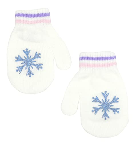 Disney Little Girl's Frozen Winter Hat and Glove Set (Age 2-4, White/Blue)