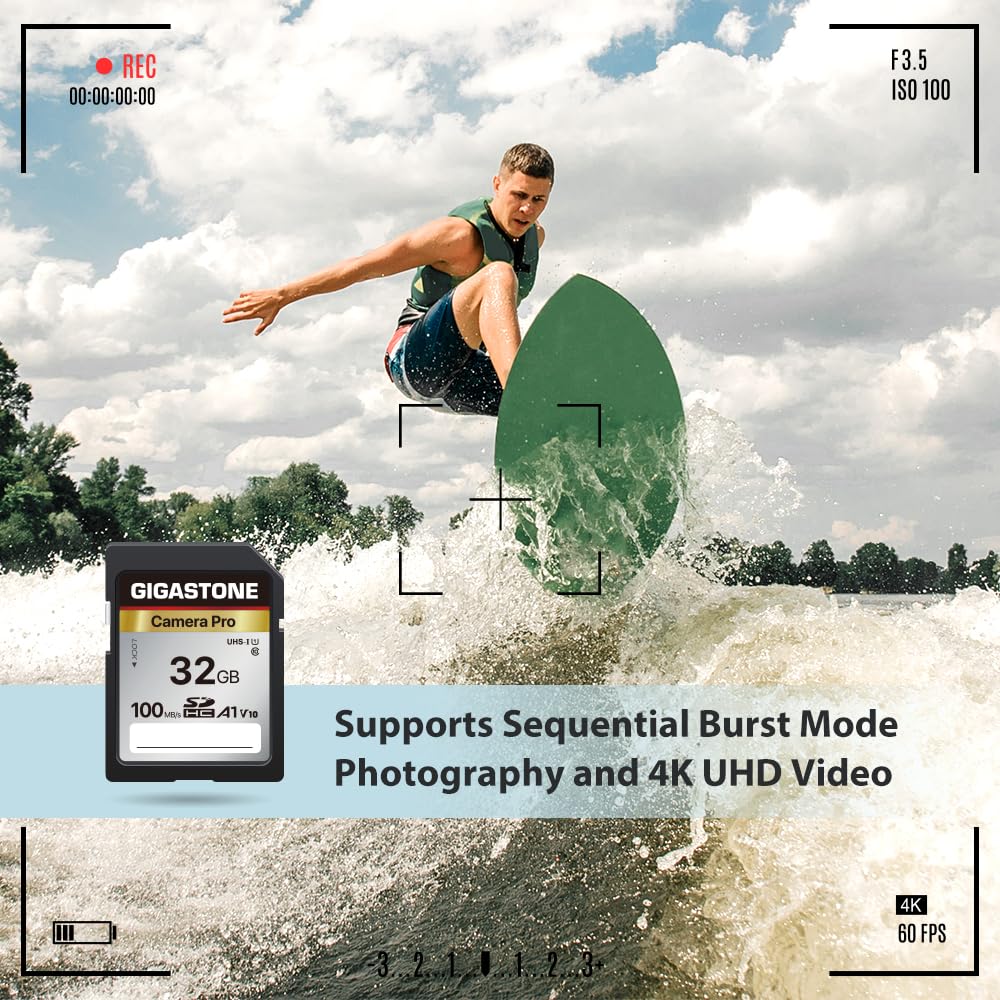 Gigastone 32GB 2-Pack SD Card, Camera Pro, A1 V10 SDHC Memory Card High Speed Full HD Video Compatible with Canon Nikon Sony Pentax Kodak Olympus Panasonic Digital Camera, with 2 Mini Cases