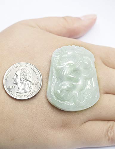 Dahlia Dragon Jade Necklace, Real Grade A Certified Burma Jadeite for Ambition and Success, Adjustable Cord, Dragon Q90