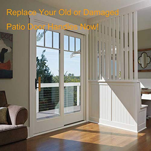 Mortise Style Reversible Sliding Patio Door Handle Set with Oak Wood Interior Handle and Exterior Pull in White Diecast Finish Fits 3-15/16β Screw Hole Spacing, Non-keyed with Latch Locks (White)