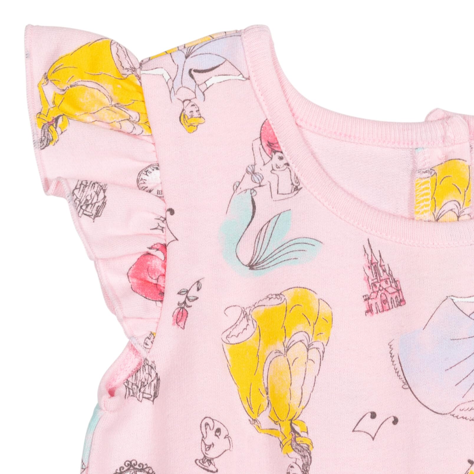 Disney Princess Mulan Belle Ariel Cinderella Little Girls Sleeveless Romper Pink 7-8